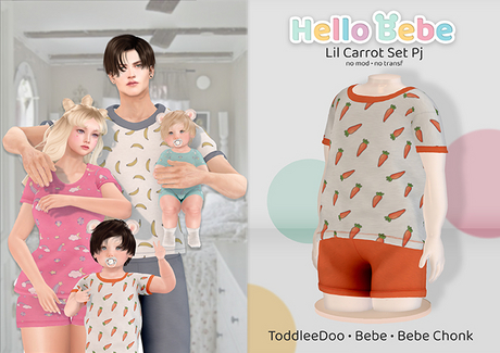 Second Life Marketplace - Hello Bebe - Lil Carrot Set PJ {ToddleeDoo, Bebe, Bebe Chonk}